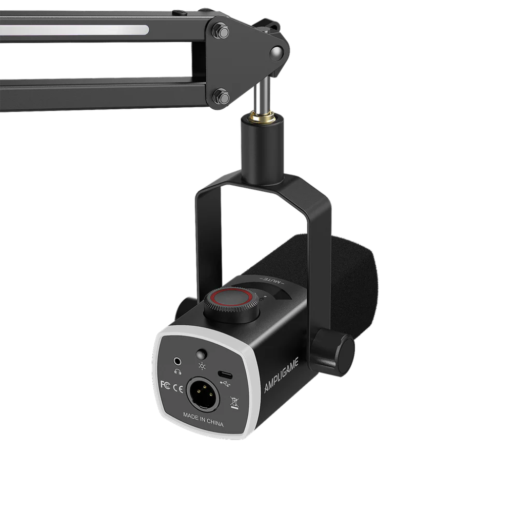 FIFINE AmpliGame AM8PROT Dynamic Microphone Kit with RGB Boom Arm Stand ...