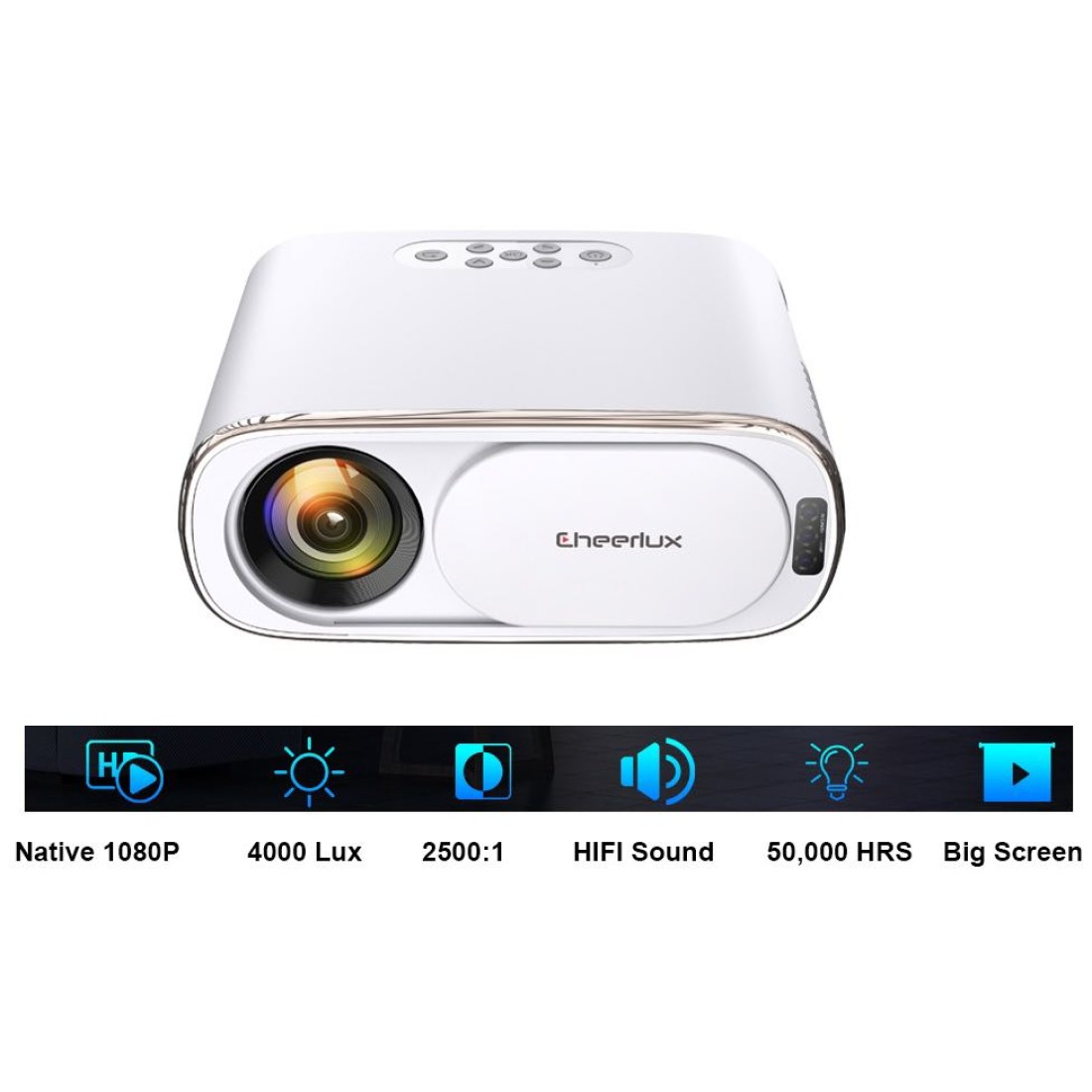 Cheerlux C16 Android smart projector 4000 Lumen Auto Focus Full HD ...